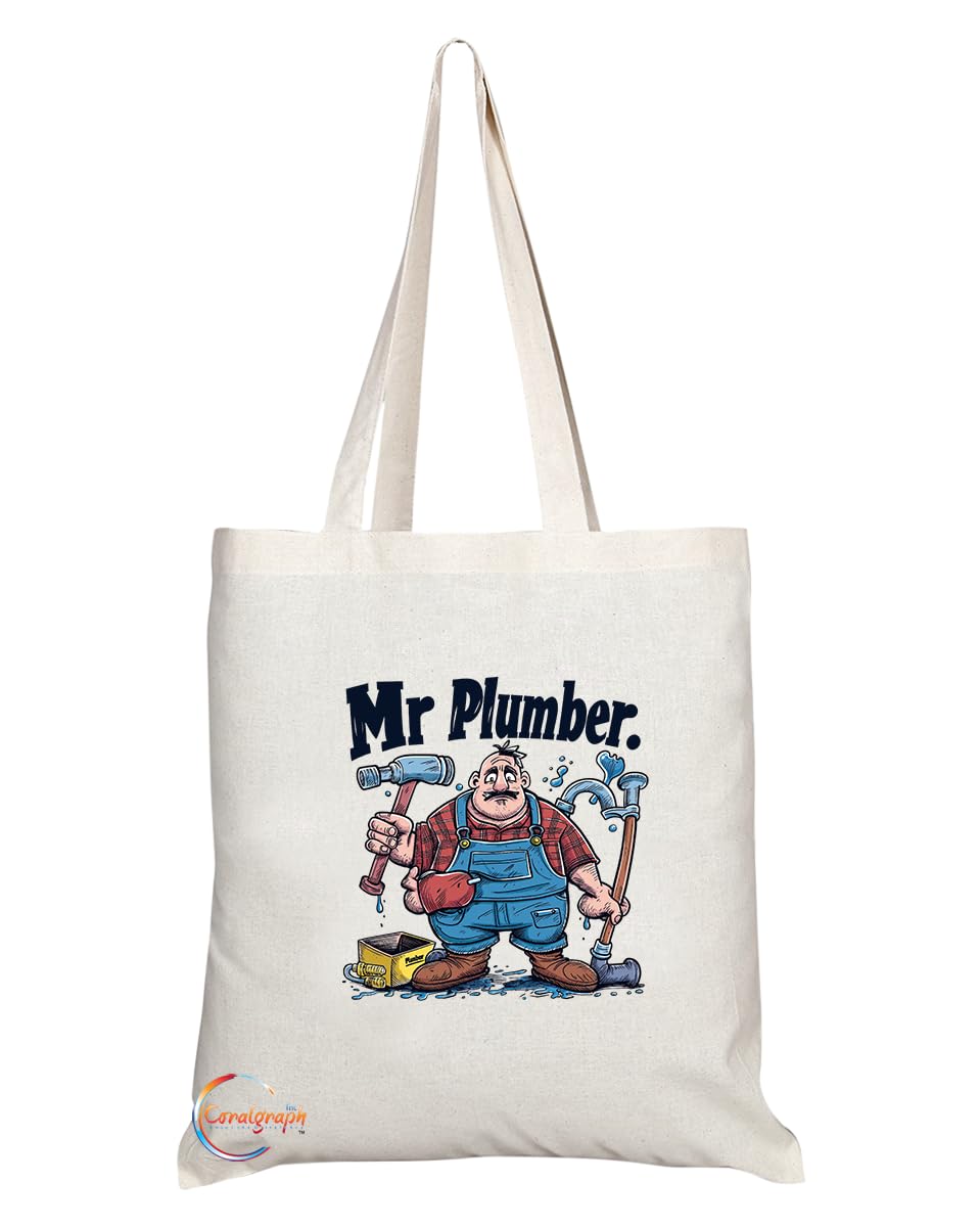 TB1986 Mr Plumber Tote Bag - Ideal for Plumbers, Pipefitters, and Plum ...
