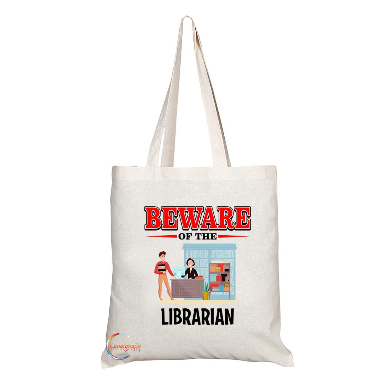 TB903 Beware of the Librarian Novelty Present Gift Printed Eco-Friendl ...